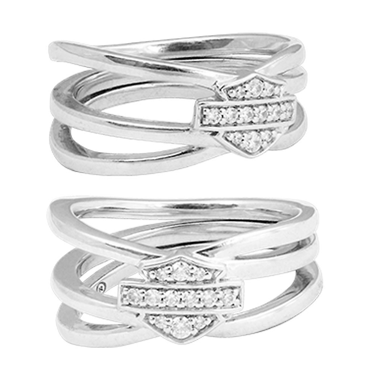 Harley-Davidson Women's Twisted Bling Bar & Shield Ring, Silver HDR0469 (7)