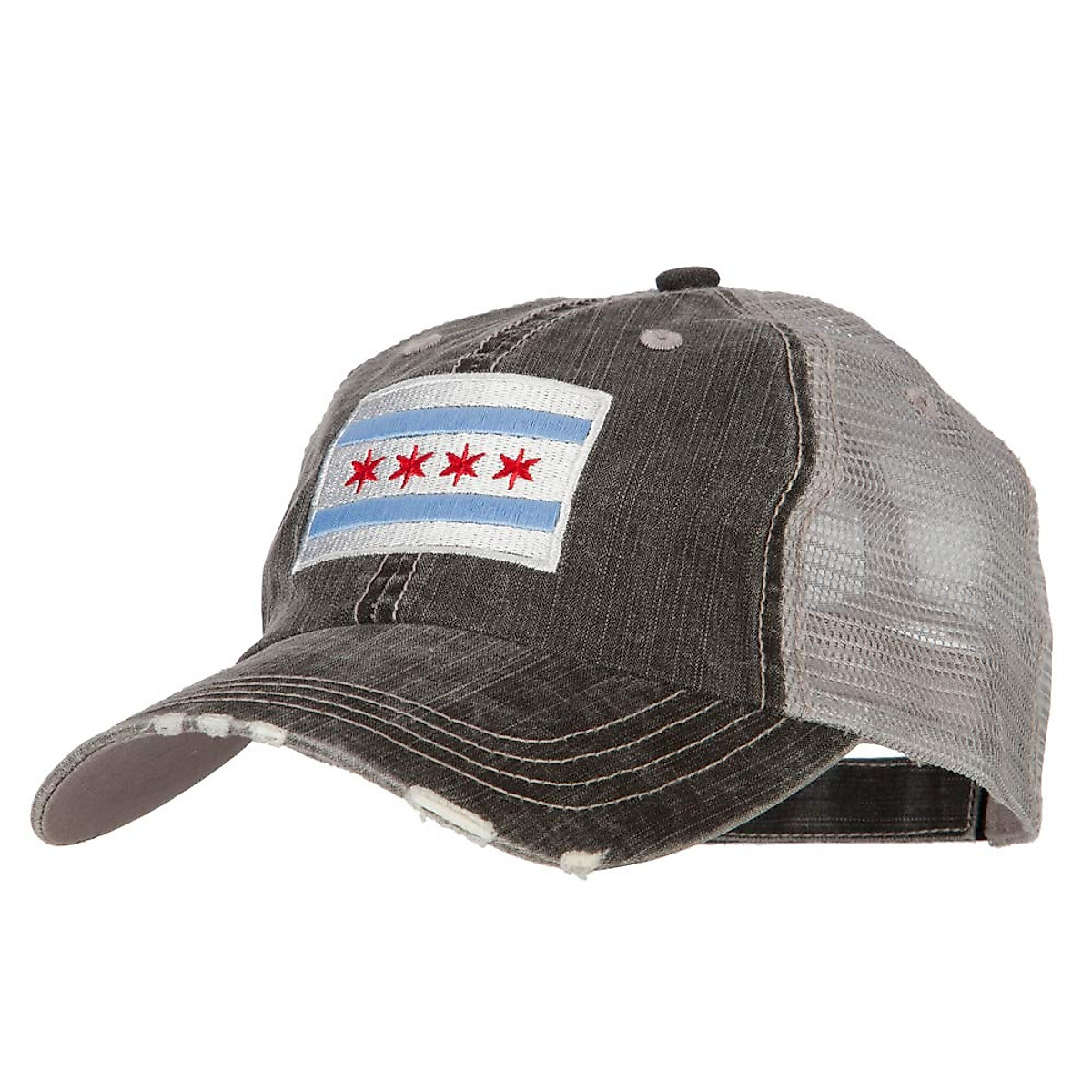 e4Hats.com Chicago Flag Embroidered Low Profile Cotton Mesh Cap - Black OSFM