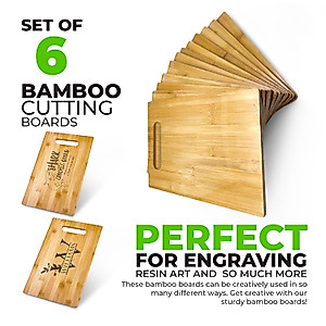Bulk Plain Bamboo Cutting Board (Set of 6) | For Customized, Personalized Engraving Purpose | Wholesale Premium Blank Bamboo Board (Rectangular 12" X 9")