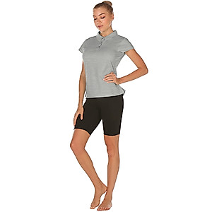 icyzone Golf Polo Shirts for Women, Ladie's Collared Tennis Short Sleeve Tops (Grey, M)