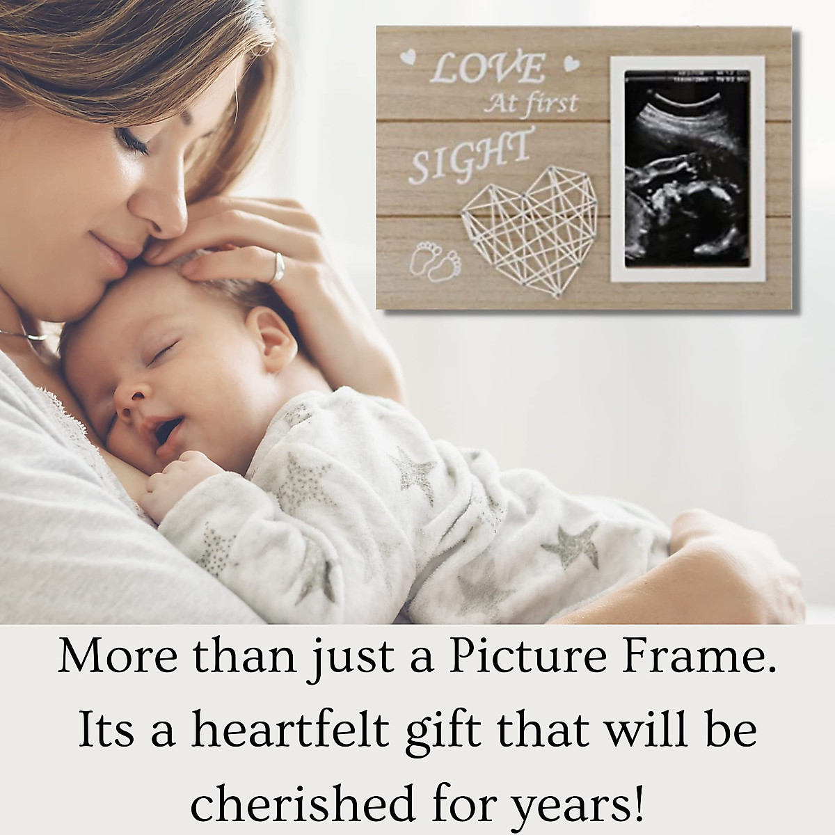 Sonogram Picture Frame - First Time Parents Gifts - Keepsake Baby Ultrasound Frame - Expecting Parents Gift - Baby Shower - Love at First Sight - Pregnancy Gifts For First Time Moms – Nursery Decor