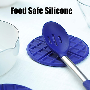 Kaiihome Silicone Kitchen Utensils Set & Kitchen Trivets - 15 Pieces - Blue