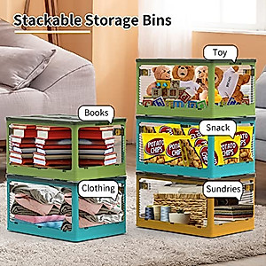 Plastic Storage Bins with Lids for Organizing, 90.54 QT * 3, Sterilite Storage Bins with Lids, Clear Storage Bins with Lids & Wheels, Stackable Storage Bins, Folding Storage Boxes Set 3 Pack