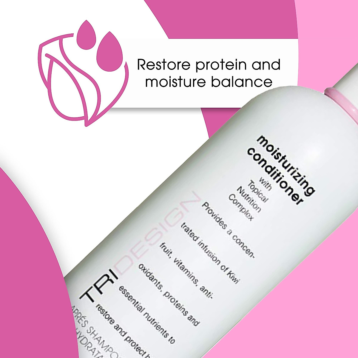 TRI Design Extra Moisturizing Hair Conditioner - Deep Conditioning Treatment for Dry, Damaged, and Colored Hair, Restores Hydration & Adds Volume for Curly & Frizzy Hair - 10.5 Fl Oz