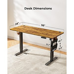 Marsail Standing Desk Adjustable Height,‎55x24 Inch Electric Standing Desk, Stand up Desk with Storage Bag,Headphone Hook for Computer Workstations Desk Memory Preset