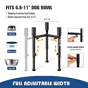 Adjustable Dog Bowl Stand - 5 Heights, Fits 6.6-11" Wide Bowls, Elevated Dog Bowls Holder for Medium and Large Dogs(Triangular Tray)