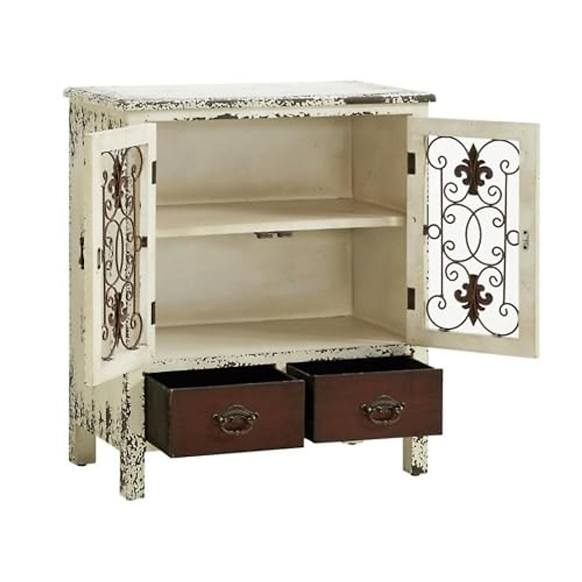 Powell Furniture 990-332 Parcel 2-Door 2-Drawer Console, White 30" L x 13.75" W x 25.5" H