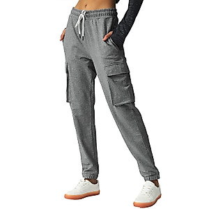 SPECIALMAGIC Women's Cargo Sweatpants Cotton Athletic Joggers 4 Pockets Sporty Pants Heather Grey Medium