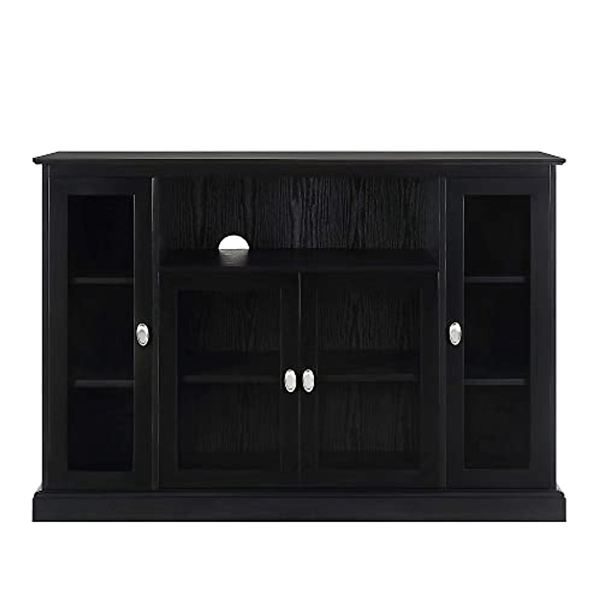 Summit Highboy TV Stand with Storage Cabinets and Shelves , Black