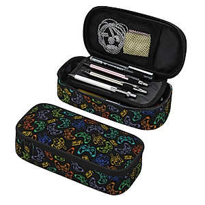 Jwzrene Gamer Pencil Case Large Capacity Gaming Pen Bag With Zipper Compartment Pencil Pouch Multifunction Stationary Bag For Boy Men