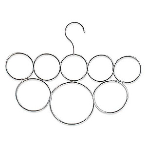 Scarf Hanger Organizer Holder for Closet Space Saving Organization and Storage, 8 Snagless Satin Chrome Rings by EXULTIMATE