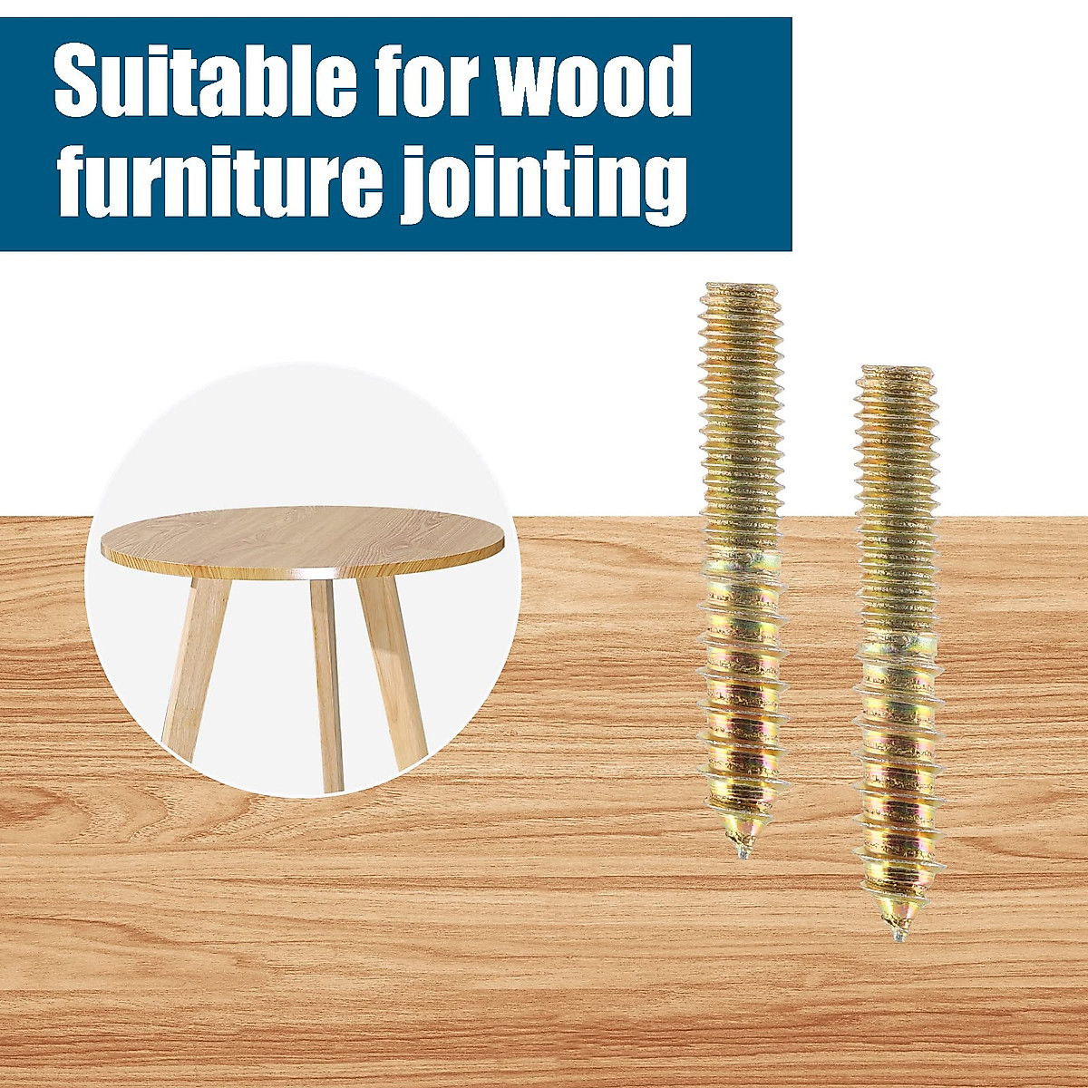 Waziaqoc 8 PCS Hanger Bolts 1/4 x 1-1/2 Inch Double Headed Bolt Self-Tapping Bolts Wood Joint Screw for Furniture