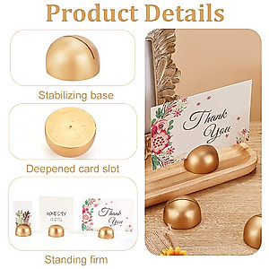 OLYCRAFT 20Pcs Round Table Number Stands Golden Wood Memo Photo Stand 1.5mm Slot Name Card Holders 1.9x1.2 inch Place Card Holders Table Number Holders for Weddings Anniversary Party