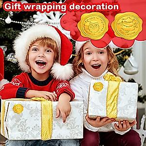 500 Pieces Christmas Envelope Seal Stickers Santa Embossed Wax Label Self Adhesive Seals Snowflake Santa Claus Stickers for Christmas Wedding Card Box Envelope(Gold)