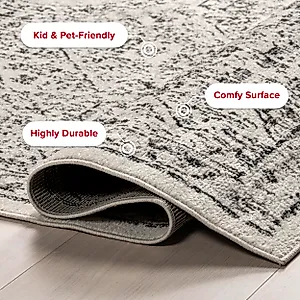 nuLOOM Minta Vintage Transitional Area Rug - 9x12 Area Rug Transitional Grey/Ivory Rugs for Living Room Bedroom Dining Room Kitchen