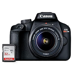 Canon EOS Rebel T100 DSLR Camera with EF-S 18-55mm f/3.5-5.6 III Lens, 18MP APS-C CMOS Sensor, Built-in Wi-Fi, Optical Viewfinder, Impressive Images & Full HD Videos, Includes 32GB SD Card