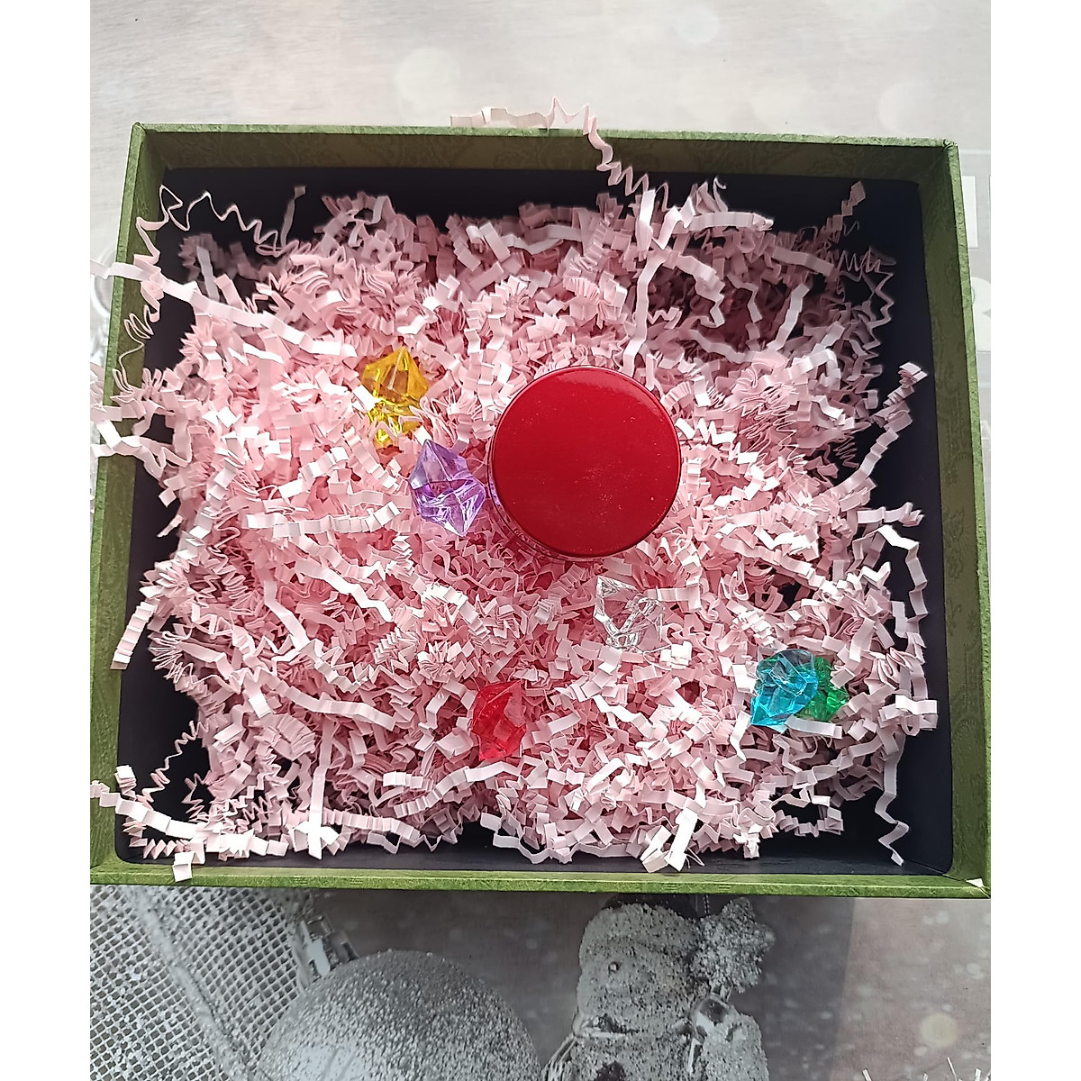 4OZ Crinkle Cut Paper Shredded Paper for Gift Box Baskets Filler, Pink Crinkle Cut Paper Shred Filler Confetti for Packaging