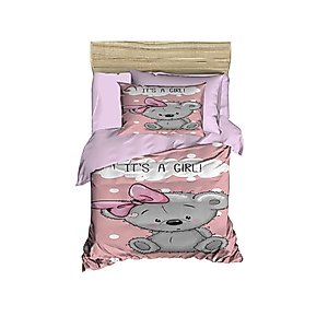 paradise RANFORCE 100% Cotton Baby Bedding, Teddy Bear Themed Duvet Cover Set, Crib Bedding for Baby Girls, Pink