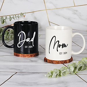 Breezy Valley Mom Dad Mugs Est 2024, New Parents Gifts for Couples - Pregnancy Gifts for Expecting Mom Dad, Baby Shower Gender Reveal Gifts - New Dad Mom to Be Gifts for 1st First Time
