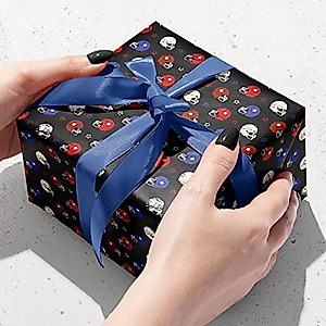 FIEHALA Football Wrapping Paper Sheets - Birthday Wrapping Paper For Boys Men - 12 Sheets Football Wrapping paper for Sport Lover - Pre cut & Folded Flat Design (20 inch × 28 inch per sheet)