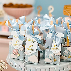 joycraft 100PCS Thank You for Popping by Tags,Gold High-end Cardstock Baby Onesie Favors Labels with Jute String,Personalized Gift Tags for Baby Shower and Brithday Party（2.36"x1.96")