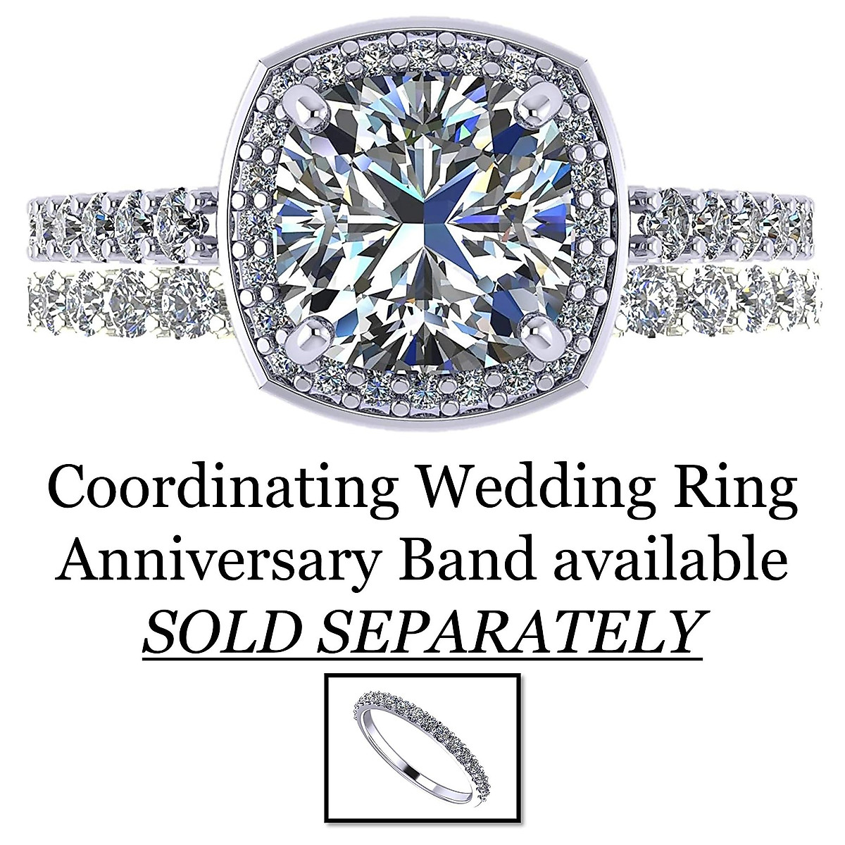 NANA Jewels 2ct Pure Brilliance Zirconia Halo Engagement Ring-Cushion Cut-April-8