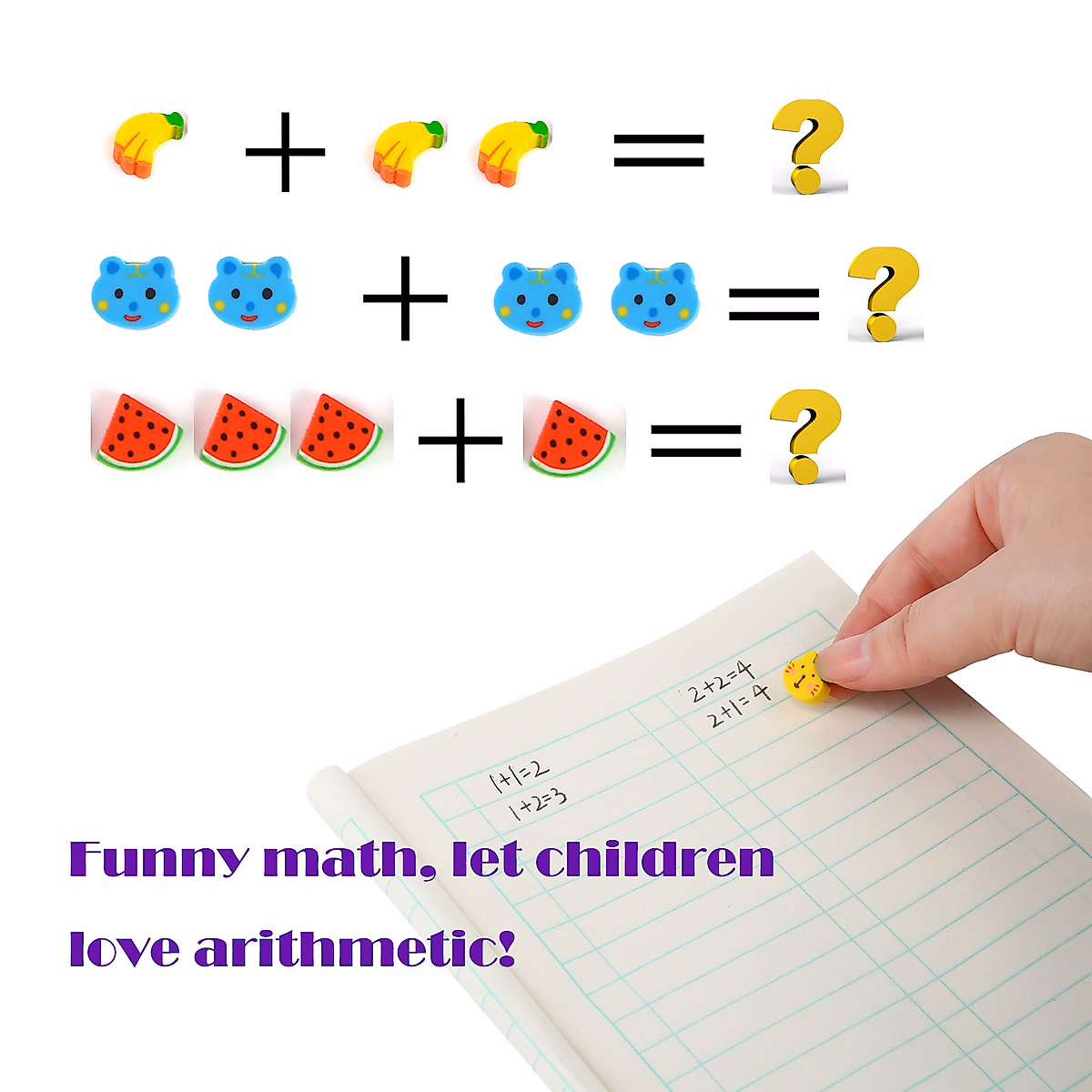 300PCS Assorted Mini Novelty Pencil Erasers for Kids,Fun Cute Bulk Fruit Animals Collection Erasers for Classroom Student Prize Homework Awards Party Gifts School Supplies