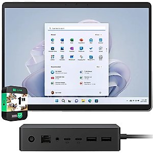 Microsoft QKI-00001 Surface Pro 9 13" Touch Tablet, Intel i7, 16GB/1TB, Platinum Bundle Surface Dock 2 and 1 YR CPS Enhanced Protection Pack