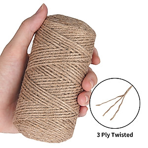 tifanso Natural Jute Twine String - 328 Feet Garden Twine, Twine for Crafts, Hemp Twine Rope, Brown Jute Twine for Gift Wrapping, Gardening, Packing and Wedding Decor