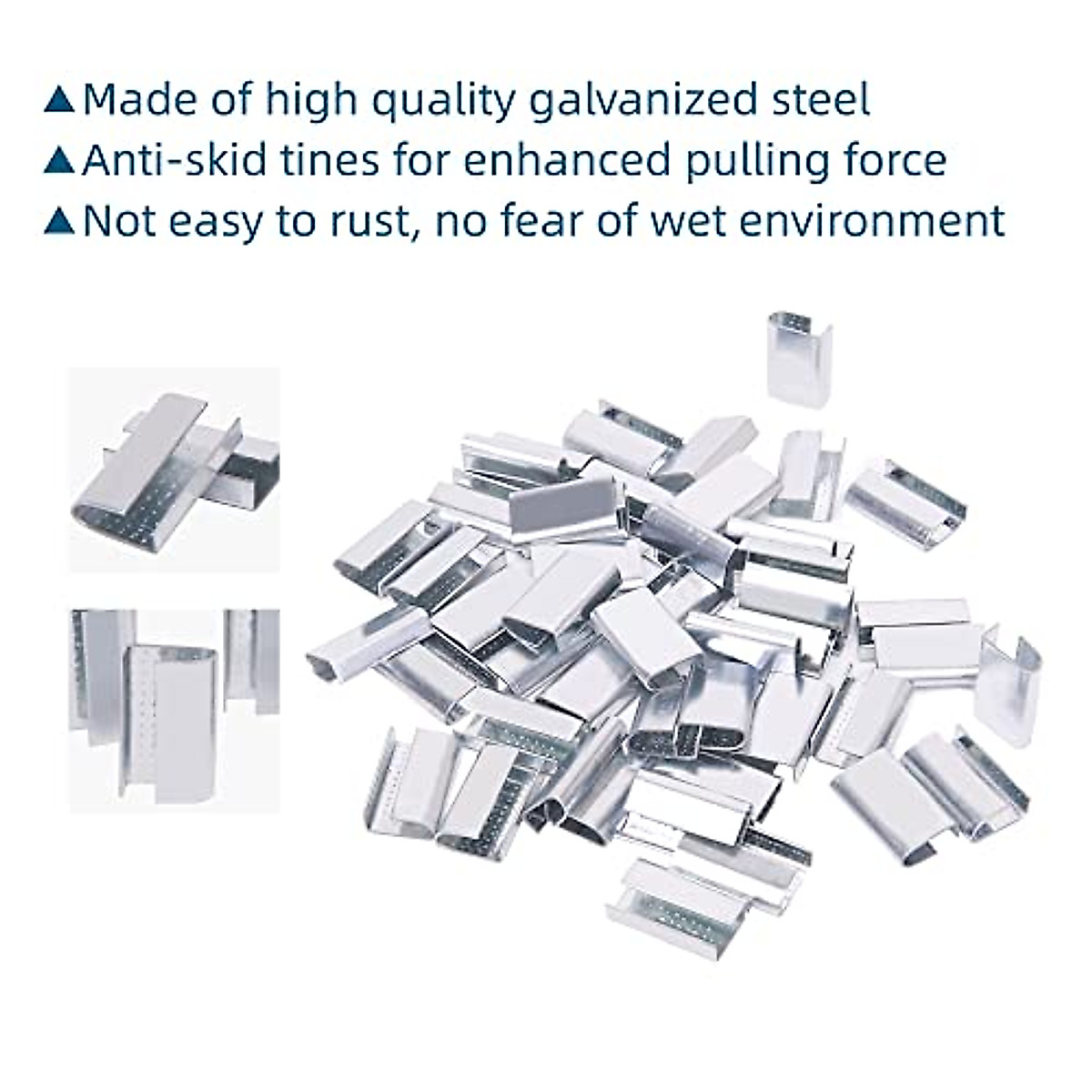 LNYEBN Packaging 5/8"(16mm) x 0.035" x 300' Polyester Strapping Roll，300feet Heavy Duty PET Belt, 50pcs Strapping Seals, 100pcs Corner Protector for Packaging Strapping