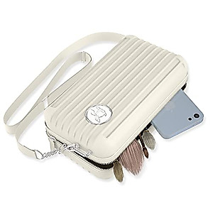 Aestoria Hardshell White Clutch Purses for Women, Adjustable Leather Strap with Light Weight & High Resistance Polycarbonate Clutch Bag, Cross Body White Clutches for Women, Carteras De Mujer