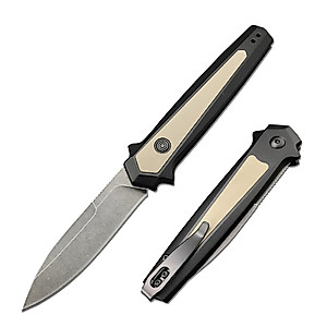 7.8in Assisted Open Button Lock Pocket Knife, Folding Knife,D2 Blade Aluminium Alloy Handle, Utility EDC Tool for Men Women Gift (Black handle)