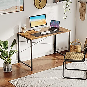 Flrrtenv 31 Inch Computer Desk, Small Desk, Office Desk with Hook, Modern Home Office Desk, Writing Desk, PC Desk, Rustic Brown