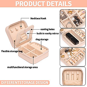 6 Pcs Personalized Travel Jewelry Boxes With 26 Letters (A-Z) DIY Your Letters Custom Feminine Gifts Mini Jewelry Boxes Earrings Rings And Necklaces Mirror Gifts For Moms Ladies Girls And Bridesmaids