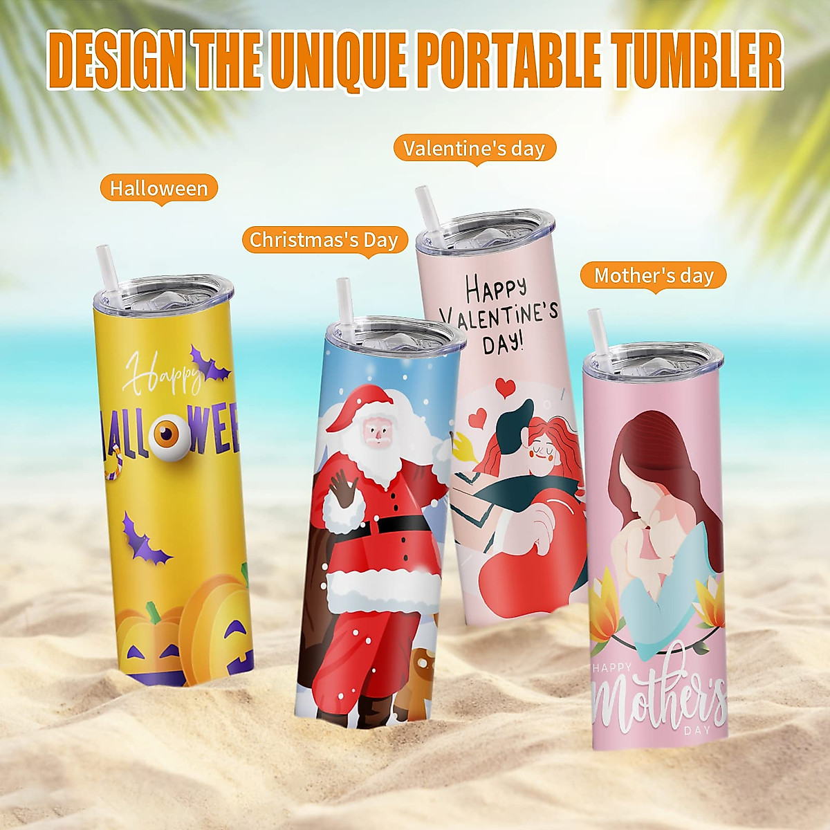 Sublimation Tumblers, KIDJFGG 8pack sublimation tumblers 20 oz skinny Straight with Lids and straws, Sublimation Shrink Wrap, Sublimation Blanks Product Stainless Steel Tumbler for Mug Press, Gift Box