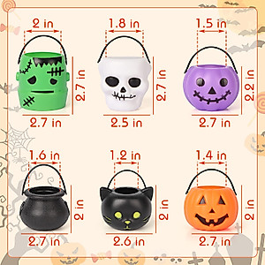MCPINKY Small Halloween Candy Buckets, 12PCS Mini Portable Pumpkin Bucket Candy Bowl Holder Ghost Candy Bucket for Kids Trick Or Treat Halloween Party Favor