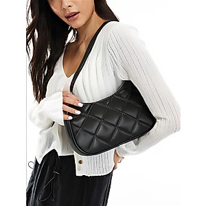 CYHTWSDJ Shoulder Bags for Women, Cute Hobo Tote Handbag Mini Clutch Purse with Zipper Closure (Black LG)