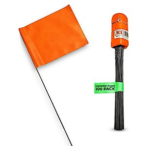 Fluorescent Orange Marking Flags Yard Flags - 4x5-Inch Marker Flags - 15-Inch Wire - 100 Pack - Perfect For Lawn Flags, Landscape Flags, Marking Flags For Lawn, Survey Flags, Sprinkler Flags