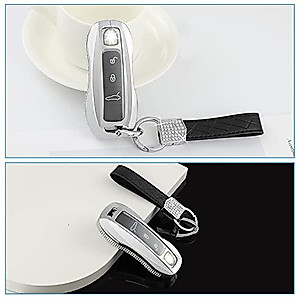1797 for Porsche Key Fob Cover 911 Panamera Cayenne Keychain Bling Accessories Women Men Car Remote Case Shell Zinc Alloy Silver