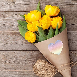 Mercei 1.5" Rainbow Heart Stickers, Heart Shaped Adhesive Sticker Labels, 500 Pcs Love Stickers for Personal and Business Uses