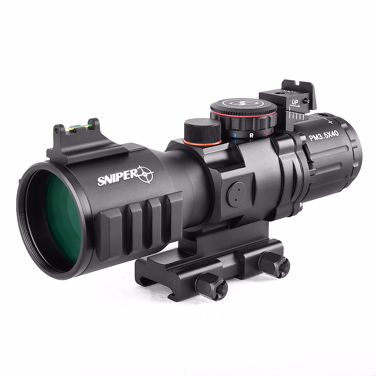 GII PM3.5X40 Prism Scope Long Eye Relief 3.5x40mm Prism Scope Wide Angle Red/Green/Blue Illuminated (PM3.5X40HS)