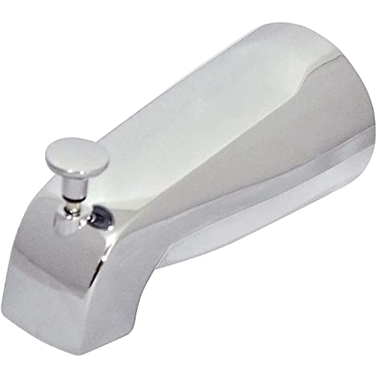 Tub Spout with Front Diverter, 1/2 inch IPS Female Front End Thread, 5-1/4 inch Overall Length, for 4 inch to 4-3/8 inch Length Galvanized Pipe Nipple, Polished Chrome Finish