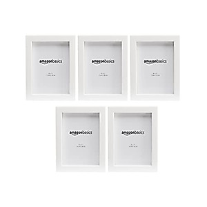 Amazon Basics Photo Picture Rectangular Frame, 5" x 7", White, Pack of 5