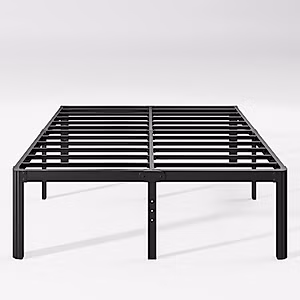 Hunlostten 18in High Heavy Duty California King Bed Frames No Box Spring Needed, Metal Platform Cal King Bed Frame with Round Corners, Easy Assembly, Noise Free, Black