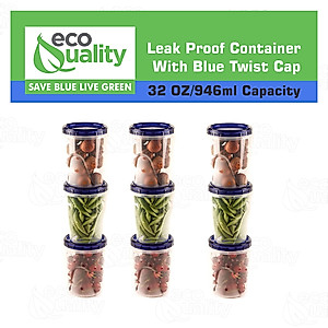[3 PACK] 32 oz Twist Top Storage Deli Containers - Airtight Reusable Plastic Food Storage Canisters with Twist & Seal Lids, Leak-Proof - Meal Prep, Lunch, Togo, Stackable, BPA-Free Snack Containers