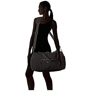 Vera Bradley Women's Microfiber Medium Travel Duffle Bag, Classic Black, One Size