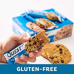Quest Nutrition Oatmeal Chocolate Chip Protein Bars, 20g Protein, 1g Sugar, 5g Net Carb, Gluten Free, Keto Friendly, 12 Count