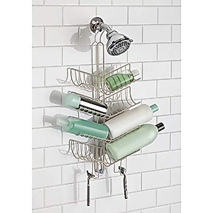 iDesign Verona Metal Hanging Bathroom Shower Caddy, Extra Space for Shampoo, Conditioner, Soap, Razors, Loofahs, Towels, 24.6" x 10.6" x 3.8", Satin Silver