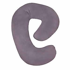 Leachco Snoogle Mini Chic Jersey - Compact Side Sleeper Pregnancy Pillow - Sky Gray