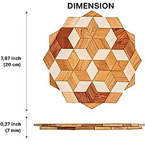 Natural Wood Trivets for Hot Dishes Set Sturdy 8'', Pots and Pans - 2 Eco Friendly Hot Pads for Kitchen Counter - Round Stand Dining Table Decor,Hot Plates to Protect - Wood Teapot Trivet Gifts…